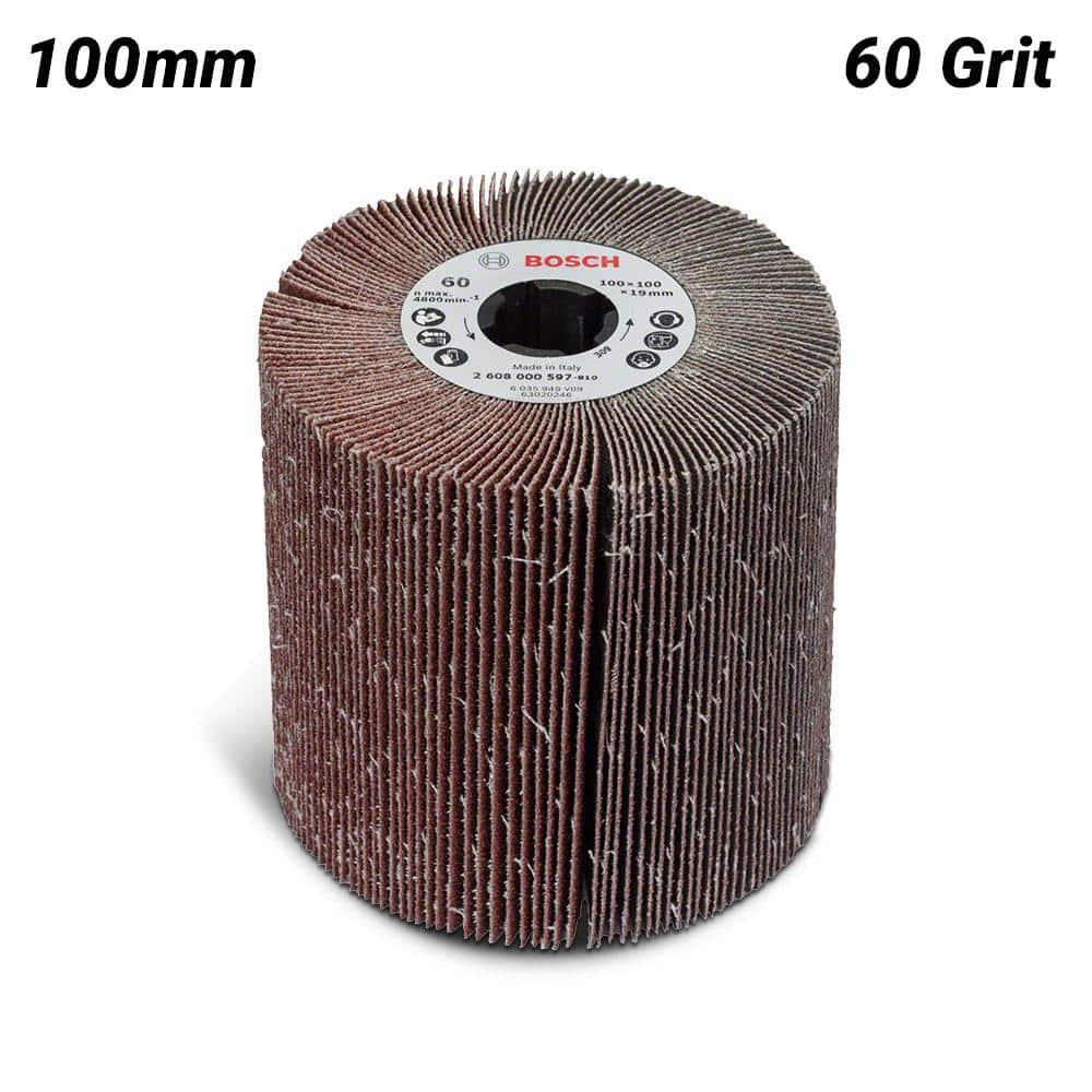 Bosch (2608000597) 100mm x 19mm 60 Grit Flap Sanding Disc Wheel Roller ...