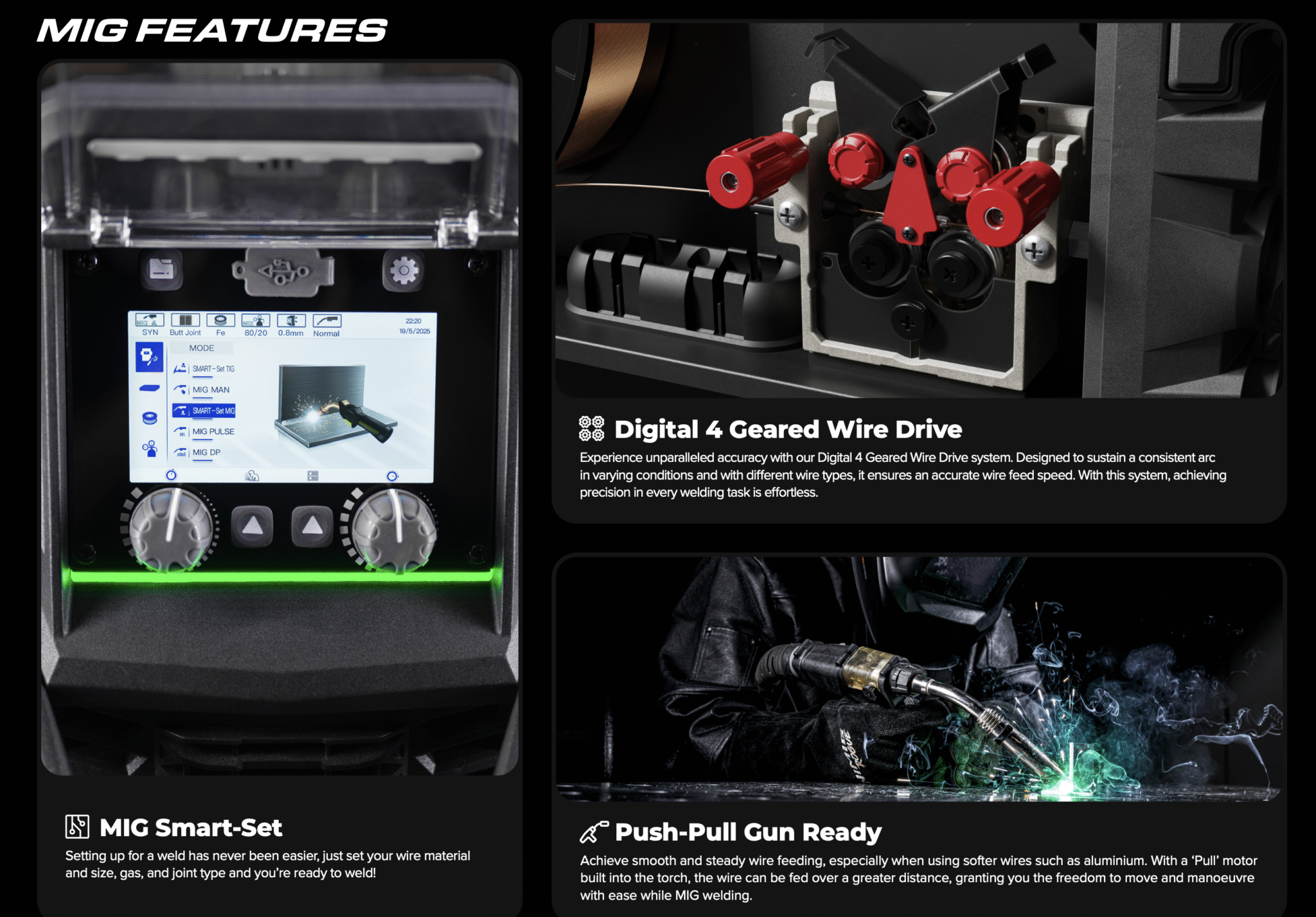 UNIMIG Envy Multi 4 in 1, 230 ACDC Mig Tig Stick Pulse Welder + 2 x ...