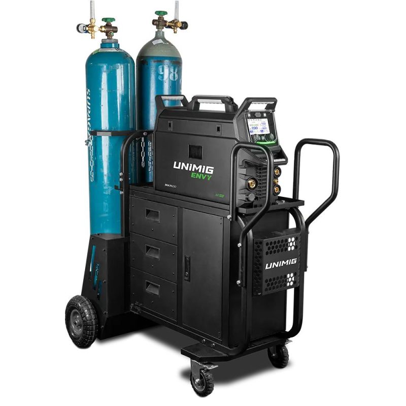 UNIMIG Welding Trolley T50 AC/DC Welder, G Cylinder Heavy Duty Cart ...